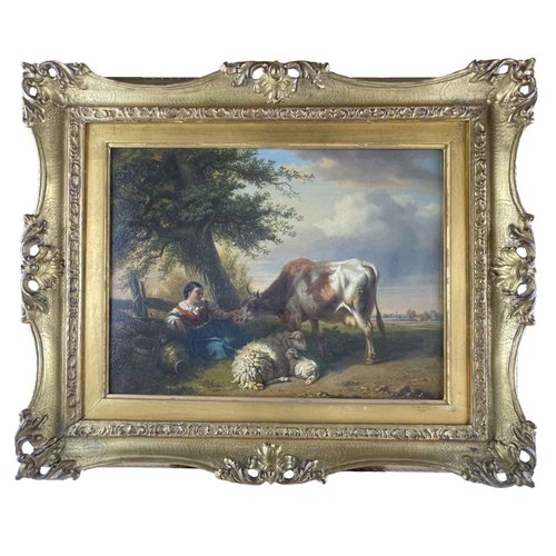 Charles Philogène Tschaggeny, Flemish Pastoral Landscape, 1849, Oil on ...