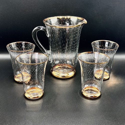Vintage Murano Glass Lemonade Set with Bullicante Technique and Gold ...