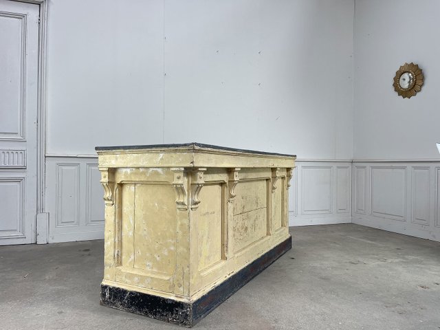 Antique Oak and Zinc Counter, 1890s for sale at Pamono