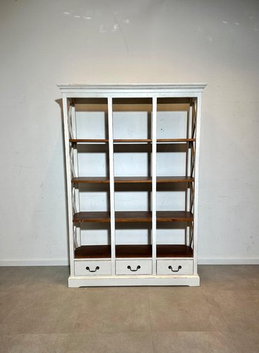 Large White and Wood Bookcase for sale at Pamono