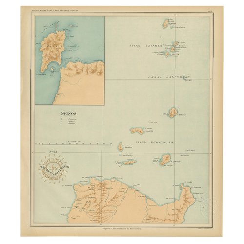 Map of Batanes and Babuyan Islands, 1899 for sale at Pamono