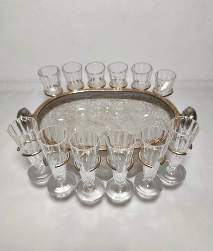 Vintage Spanish Glass Ice Bucket with Twelve Glasses, 1940s, Set of 13 ...