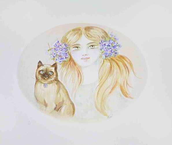 Felicita Frai, Portrait, 1980s, Lithograph for sale at Pamono