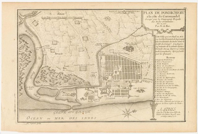 Plan of Puducherry at the Beginning of the 18th Century for sale at Pamono