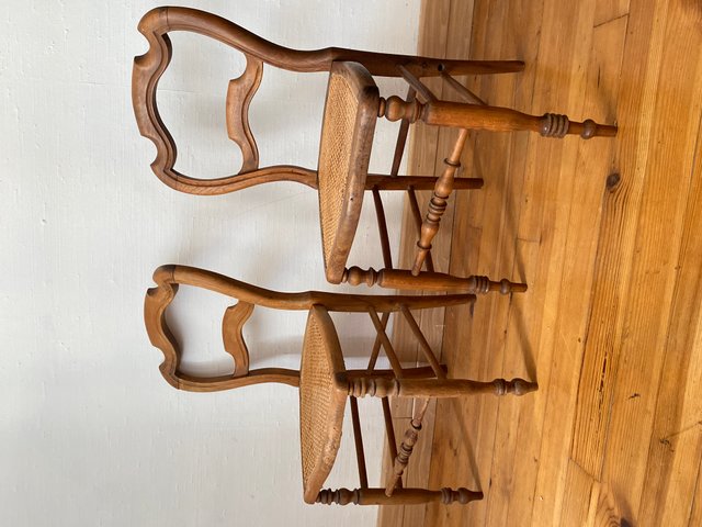 Louis Philippe Chairs in Beech and Cane, 1890s, Set of 2 for sale at Pamono