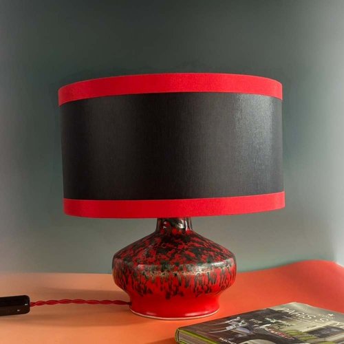 Mid-Century Handcrafted Red Ceramic Lamp Base, 1970s for sale at Pamono