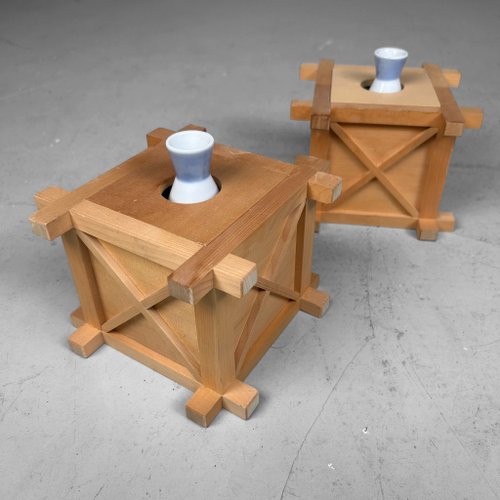 Japanese Shinto Sakaki Flower Stands in Kiso Hinoki Wood, 1970s, Set of ...