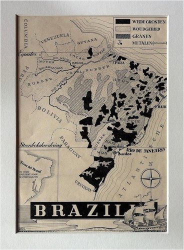 Dutch Map of Brazil by Charles Burki, 1947 for sale at Pamono