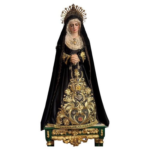 16th Century Castilian Virgin of Sorrow with 18th Century Silver Crown ...