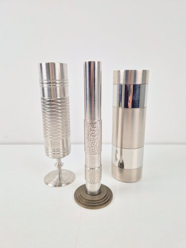 Brutalist Sculptural Metal and Brass Vases from BMF, Germany, 1960s ...