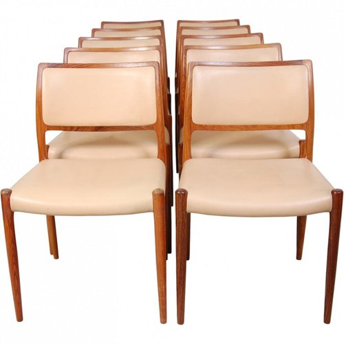 Model 80 Chairs in Rosewood, 1960s, Set of 10 for sale at Pamono