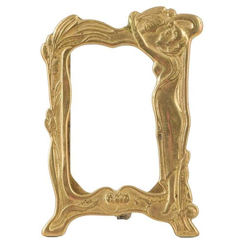 Art Nouveau Brass Frame with Female Figure, 1890s for sale at Pamono