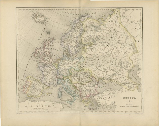 Political Map of Europe by Frijlink & Van Otterloo, 1876 for sale at Pamono