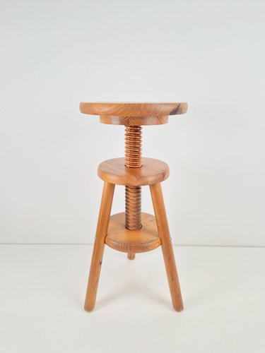 Vintage Architect's Corkscrew Stool in Pine, 1960s for sale at Pamono