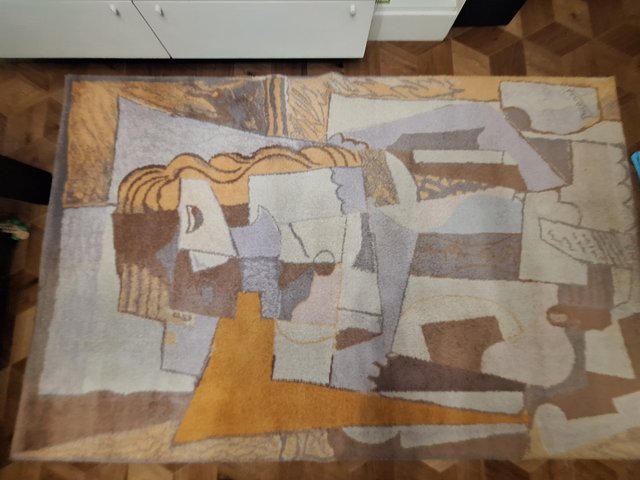 Cubist Beige Rug by Pablo Picasso, 1980s for sale at Pamono