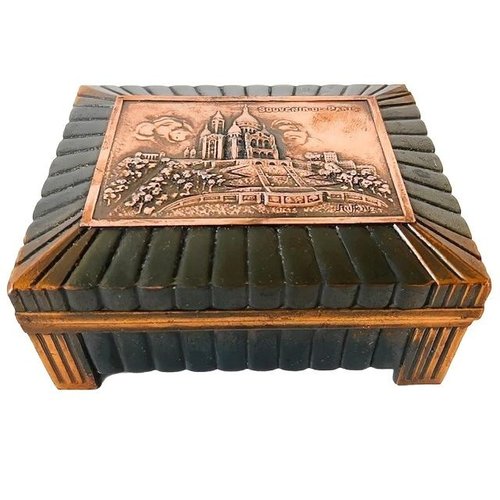 Art Deco Jewelry Box with Copper Image of Notre Dame from Orféar Paris ...
