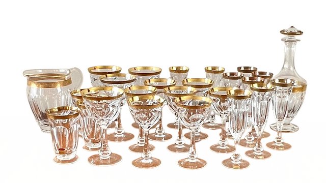 Crystal and 24 Karat Gold Lady Hamilton Glasses, Champagne Flutes ...