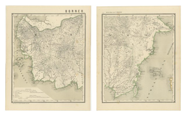 Antique Maps of Western and Southern Borneo in the Dutch East Indies ...