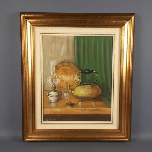Paolo Polli, Natura morta, anni '80, Olio su tela, con cornice in ...