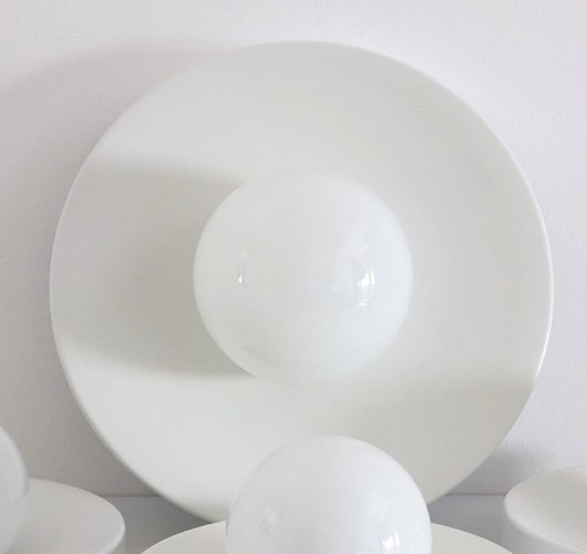 Large Italian Flush Mount Disk Light in Metal and Glass, 1970s for sale ...