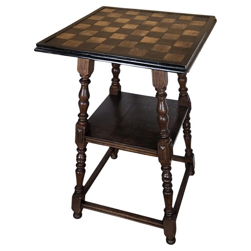 French Carved Oak Game Table with Chess Top and Carved Legs, 1960s for ...