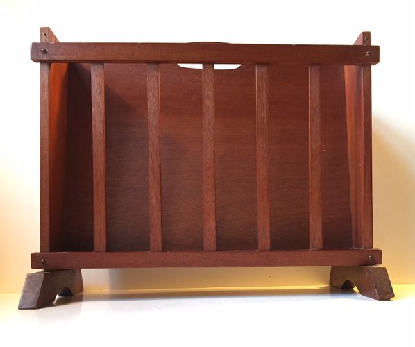 Danish Modern Double-Sided Teak Magazine Rack, 1960s for sale at Pamono