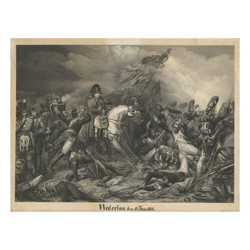 Mezzotint of Napoleon at the Battle of Waterloo, 1850, Paper for sale ...