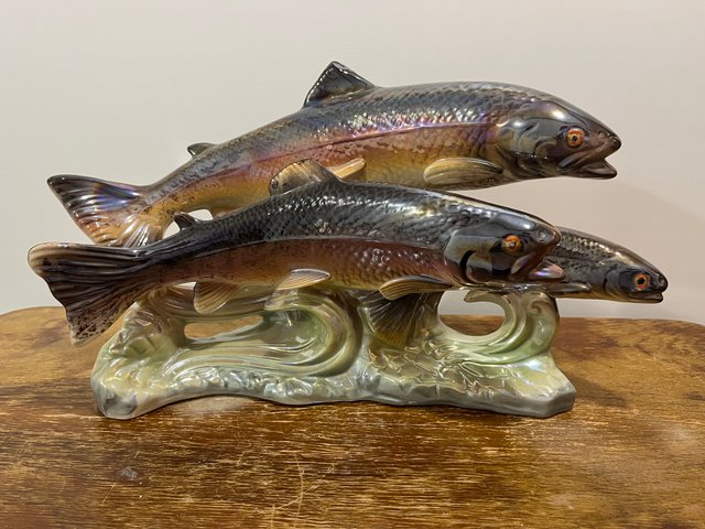 Large Sculptural Faience Fish by Hubert Bequet for Quaregnon, Belgium ...