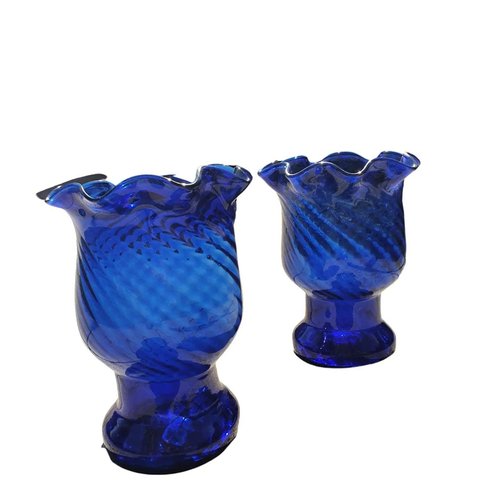 Large Vintage Spanish Cobalt Blue Glass Vases, Set of 2 for sale at Pamono