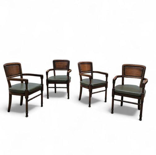 RAC Dining Chairs with Green Leather Cushions from Royal English, Set ...