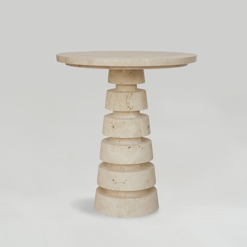 Travertine Layered Cone Side Table by Kiwano Concept for sale at Pamono