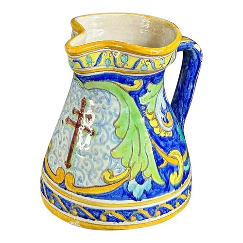 Antique Spanish Ceramic Jug from Talavera, 19th Century for sale at Pamono
