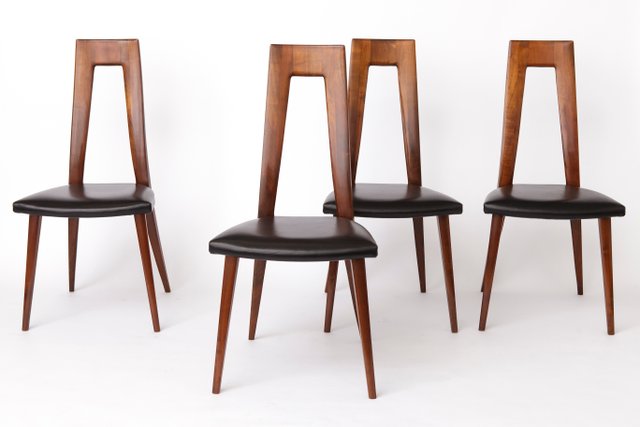 Vintage German Leather Dining Chairs by Ernst Martin Dettinger for Veil ...