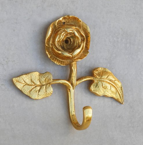 Mid-Century Modern French Rose Flower Hooks in Gilded Brass, 1950s for ...