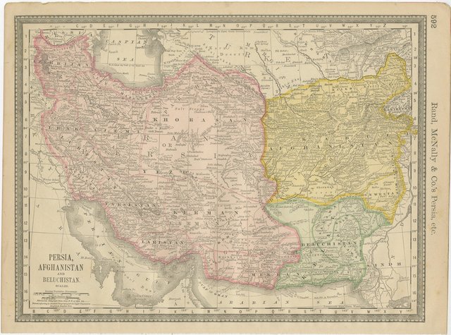 Antique Middle Eastern Map by Rand McNally, 1888 for sale at Pamono