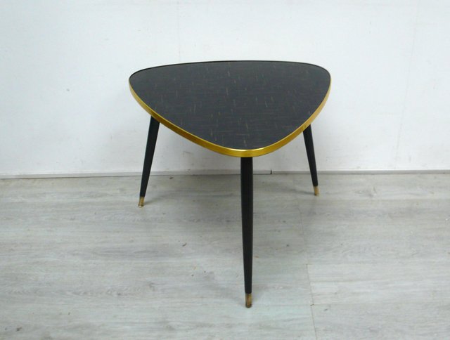 German Triangle Cocktail Table with Black Formica, 1950s for sale at Pamono