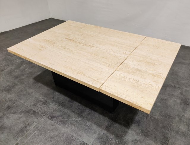 Vintage Travertine Hidden Bar Coffee Table, 1970s for sale at Pamono