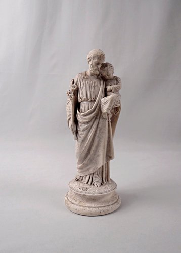 Plaster Saint Joseph Holding the Fleur-de-Lis and the Infant Jesus ...