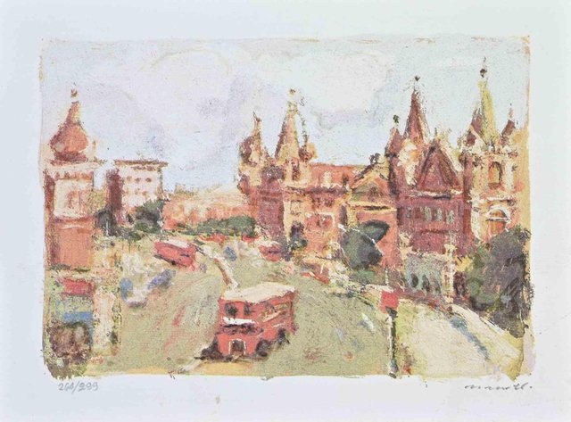 Franco Marzilli, View of London, Lithograph, 1980s for sale at Pamono