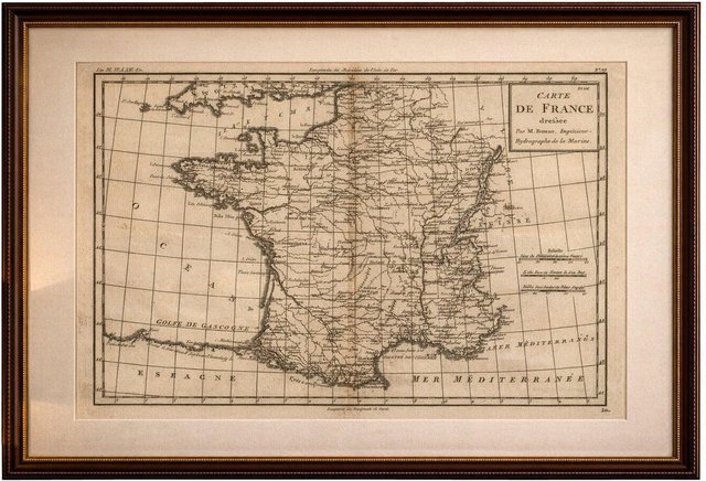 Antique France at the Age of Enlightenment Map by Rigobert Bonne, 1780 ...