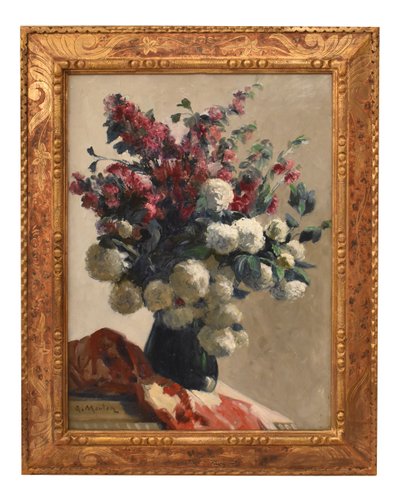 Georges Mouton, Art Nouveau Still Life with Flower Vase, 20th Century ...