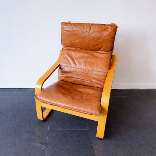 Vintage Poäng Chair in Cognac Leather by Noboru Nakamura for Ikea ...