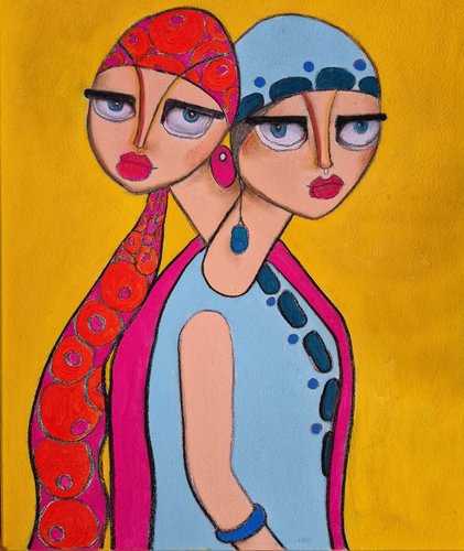 Sam Millington, Margo and Maria, Mixed Media Painting, 2024 for sale at ...