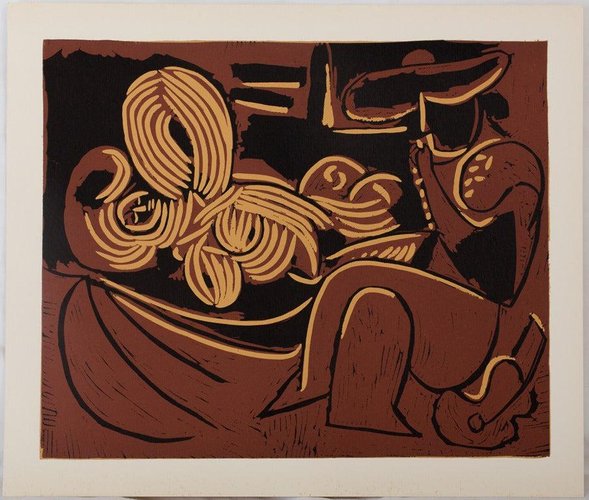 Pablo Picasso, Femme écoutant le musicien, Nude, Etching for sale at Pamono