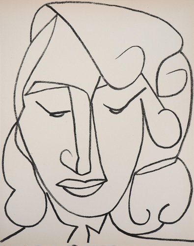 Françoise Gilot, Portrait de femme timide, Lithograph for sale at Pamono