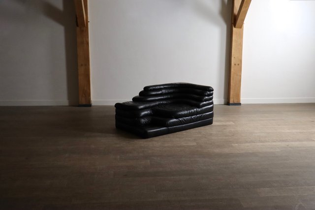 DS-1025 Terrazza Sofa in Black Leather by Ubald Klug for de Sede, 1970s ...