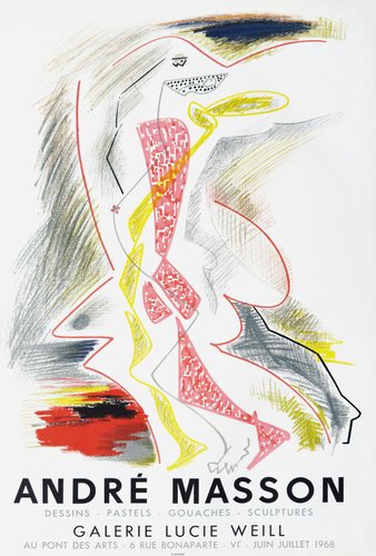 Expo 68 Galerie Lucie Weill Poster by André Masson, 1968 for sale at Pamono