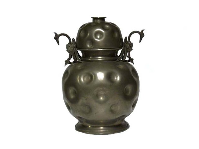 Vaso Art Deco in peltro, anni '50 in vendita su Pamono