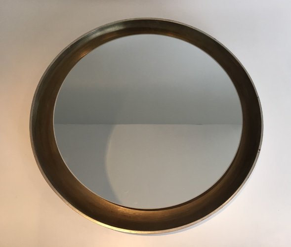 Specchio in legno curvo retroilluminato, anni '50 in vendita su Pamono