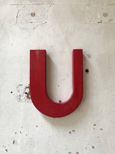 Vintage Industrial Metal Letter U for sale at Pamono